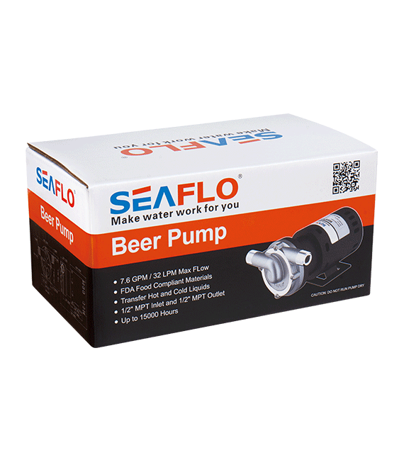 Seaflo Pump - 7.6 GPM Beer Wort Pump With Stainless Pump Head
