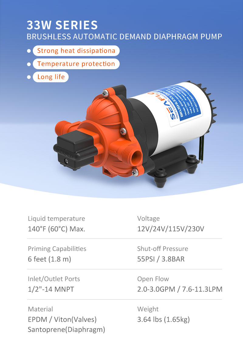 Seaflo Pump - 33W Series Brushless Automatic Demand Diaphragm Pump