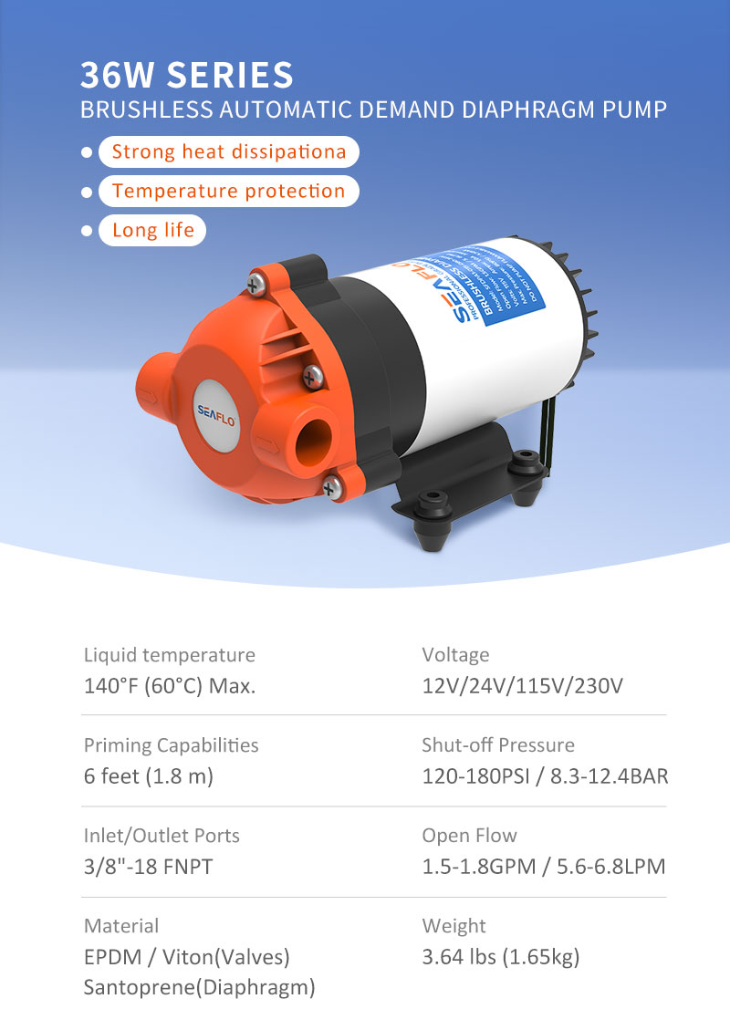 Seaflo Pump - 36W Series Brushless Automatic Demand Diaphragm Pump